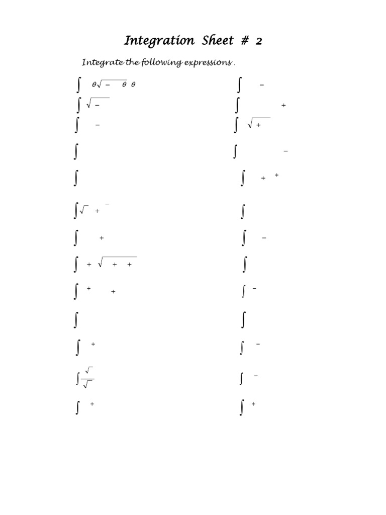 Alevel Maths Integration (2) .Docx Worksheet | PDF