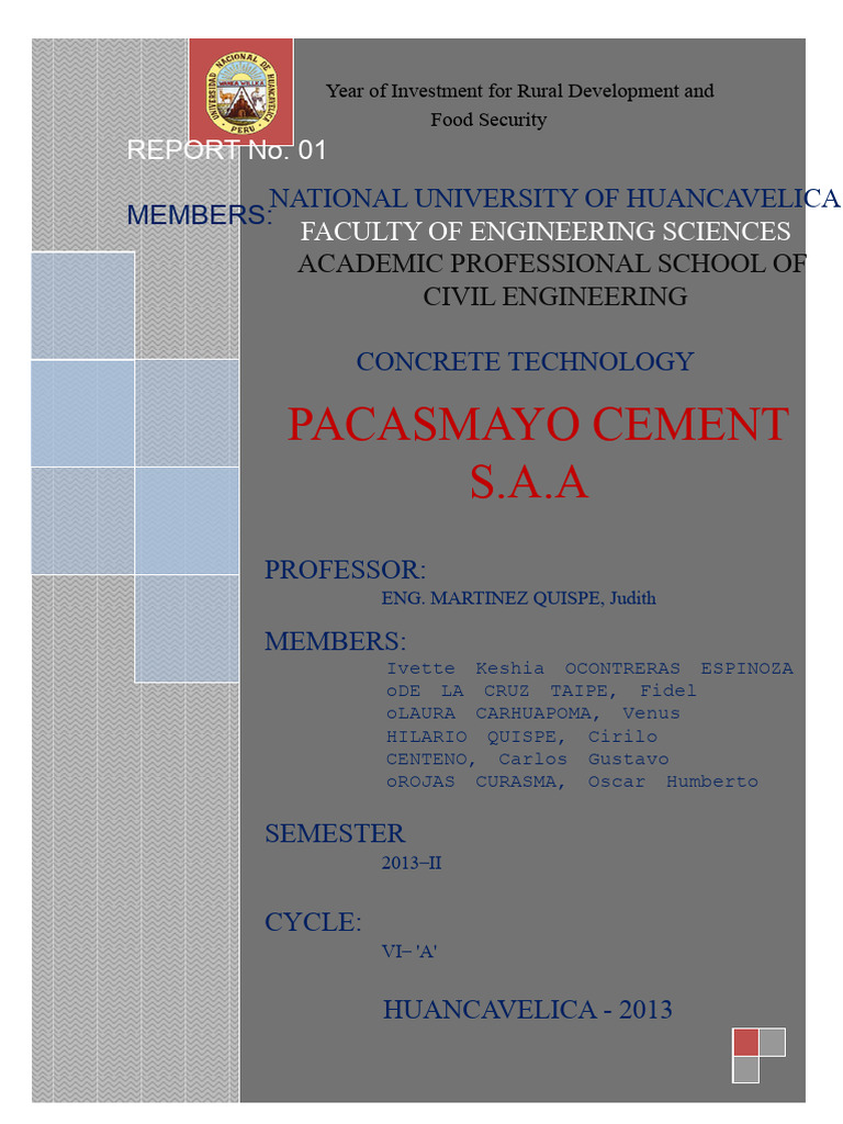 Report Cement Pacasmayo | PDF | Cement | Concrete