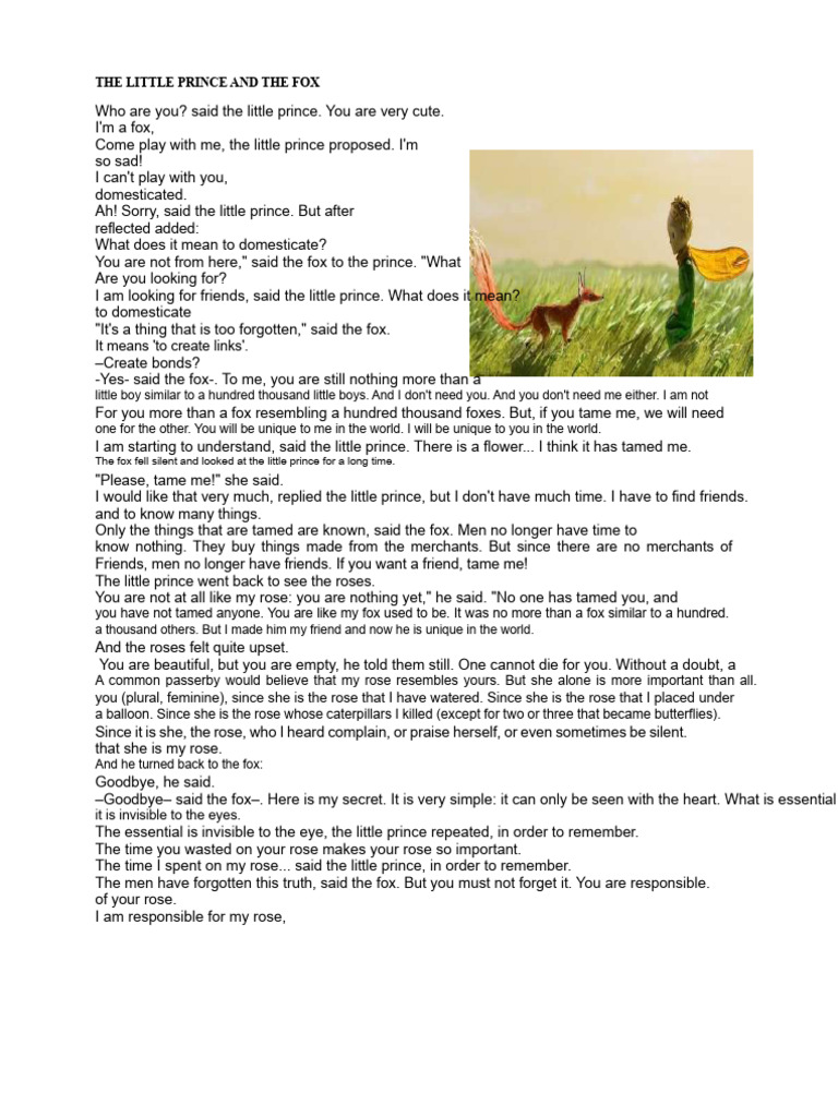 The Little Prince and The Fox | PDF | The Little Prince