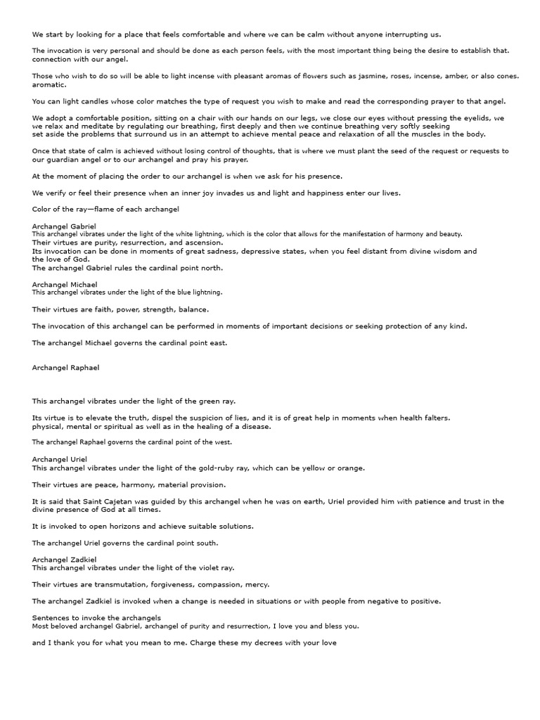 Invocation and Information of Angels and Archangels | PDF | Archangel ...