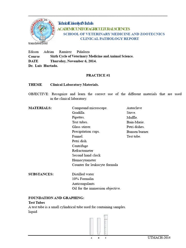 Clinical Pathology Lab Materials Guide | PDF