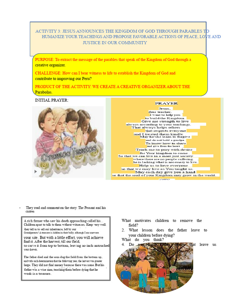 Activity 3 Second The Parables | PDF | Parables Of Jesus | Jesus