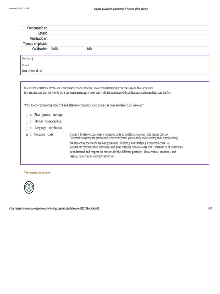 Evaluation Questionnaire of The Course Module 3 Conflict | PDF ...