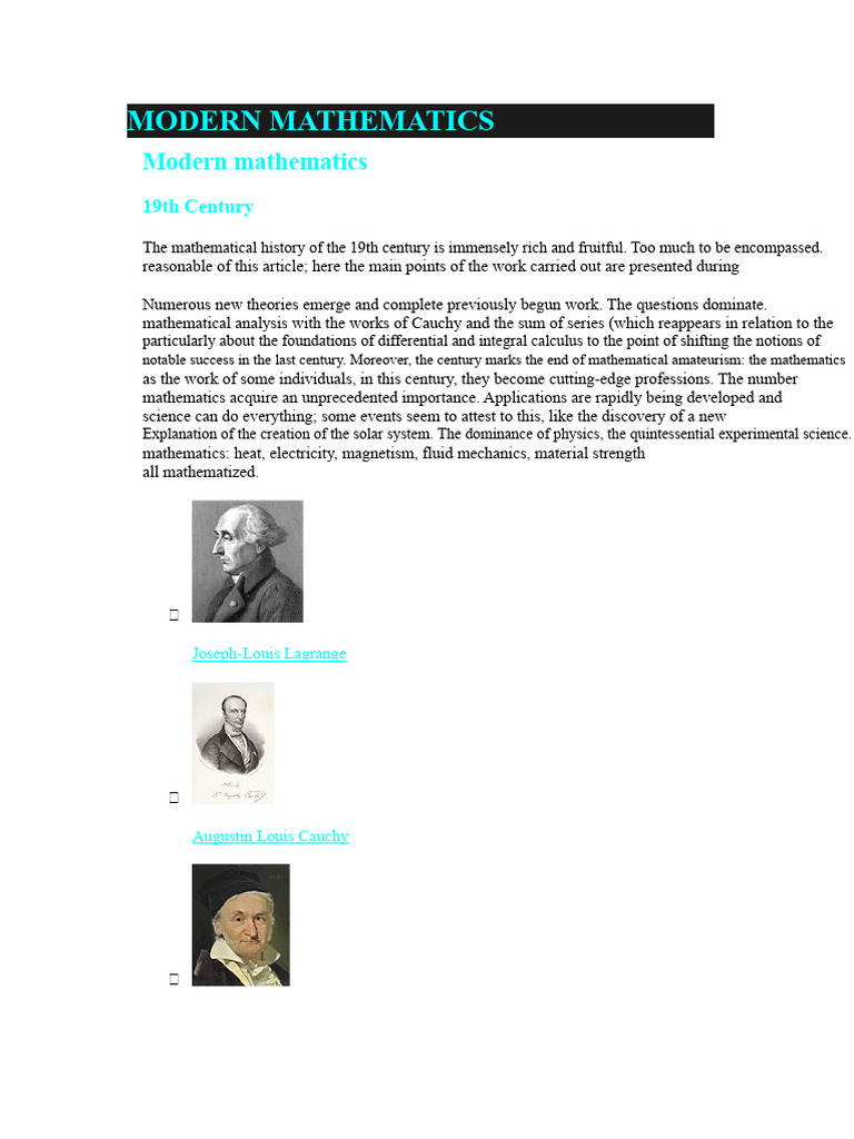 19th Century Mathematics Evolution | PDF | Mathematics | Geometry