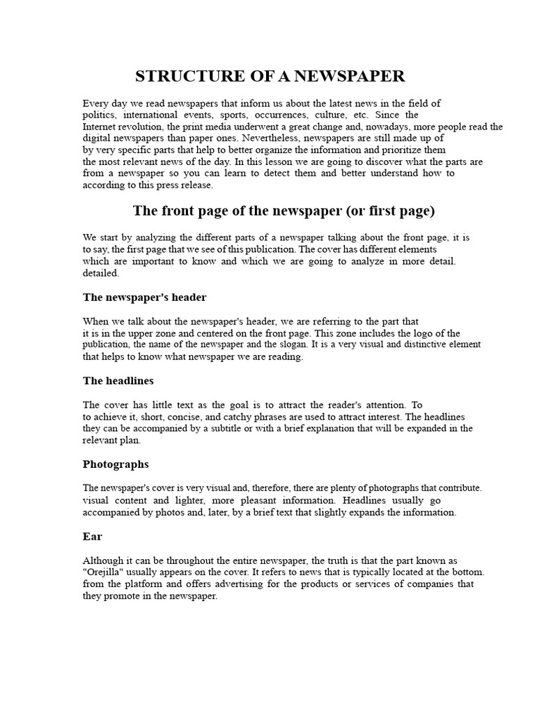Understanding Newspaper Structure | PDF | Newspapers | News