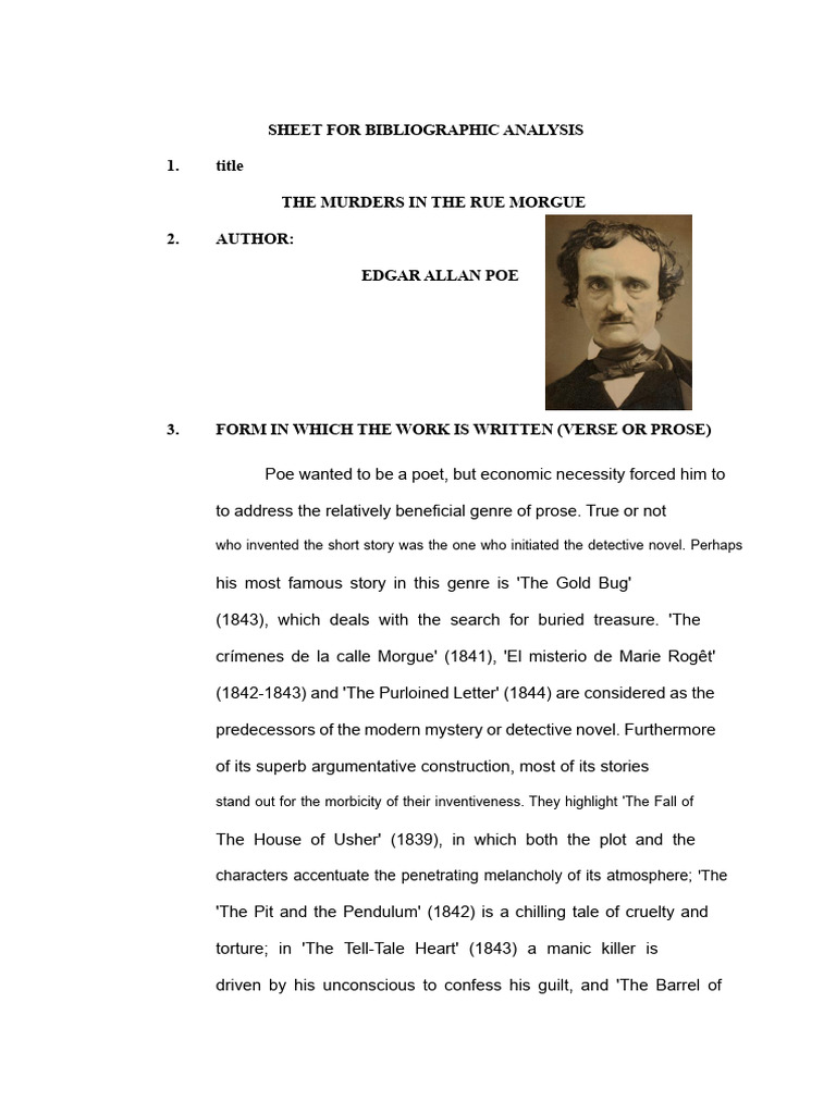 Crimes of The Rue Morgue Literary Analysis PNP | PDF | C. Auguste Dupin ...