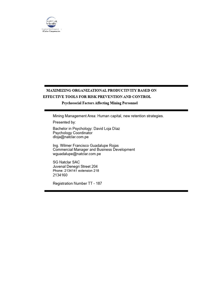 Boosting Mining Productivity Through Risk Control | PDF | Risk ...