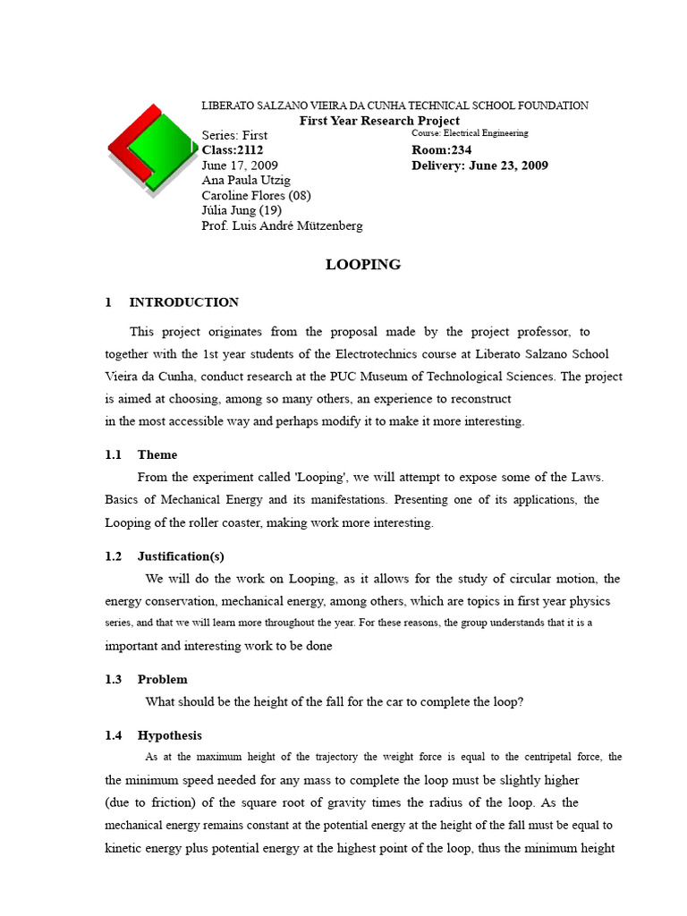 Looping Experiment in Electrical Engineering | PDF | Potential Energy ...