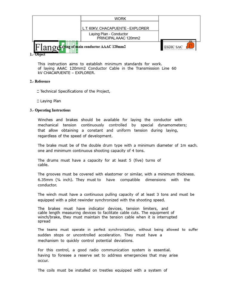 Laying Plan for AAAC 120mm2 Conductor | PDF | Tension (Physics ...