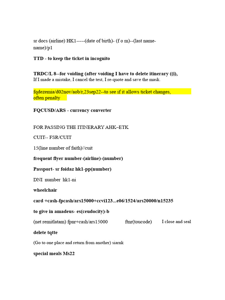 Amadeus Retention Line Command Guide | PDF | Aviation | Service Industries