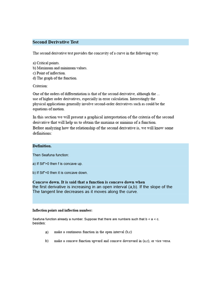 Second Derivative Test Explained | PDF | Function (Mathematics ...