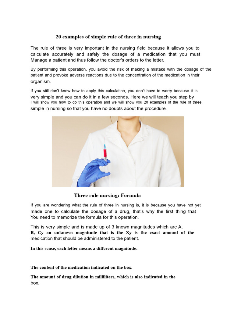 Rule of Three in Nursing: 20 Examples | PDF | Dose (Biochemistry ...