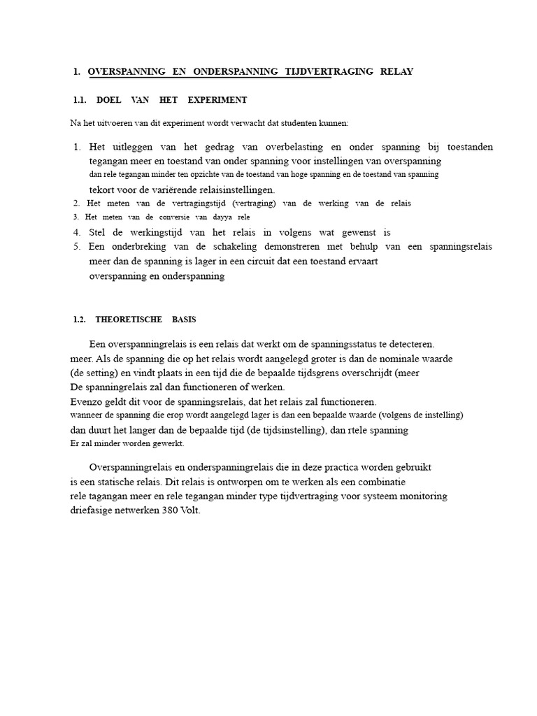 Overspanning en Onderspanning Tijd | PDF