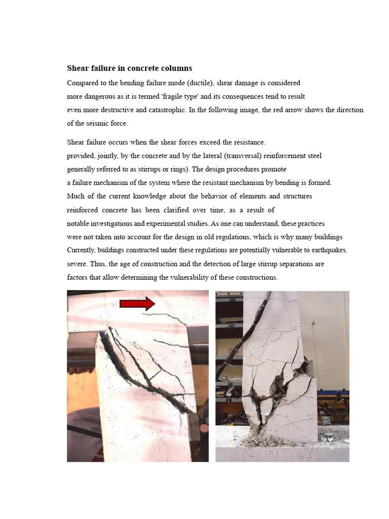 Shear Failure in Concrete Columns Explained | PDF | Bending | Fracture