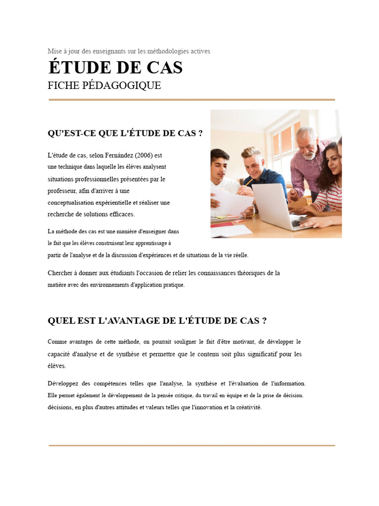 Méthodologie de l'étude de cas en enseignement | PDF | Pédagogie ...
