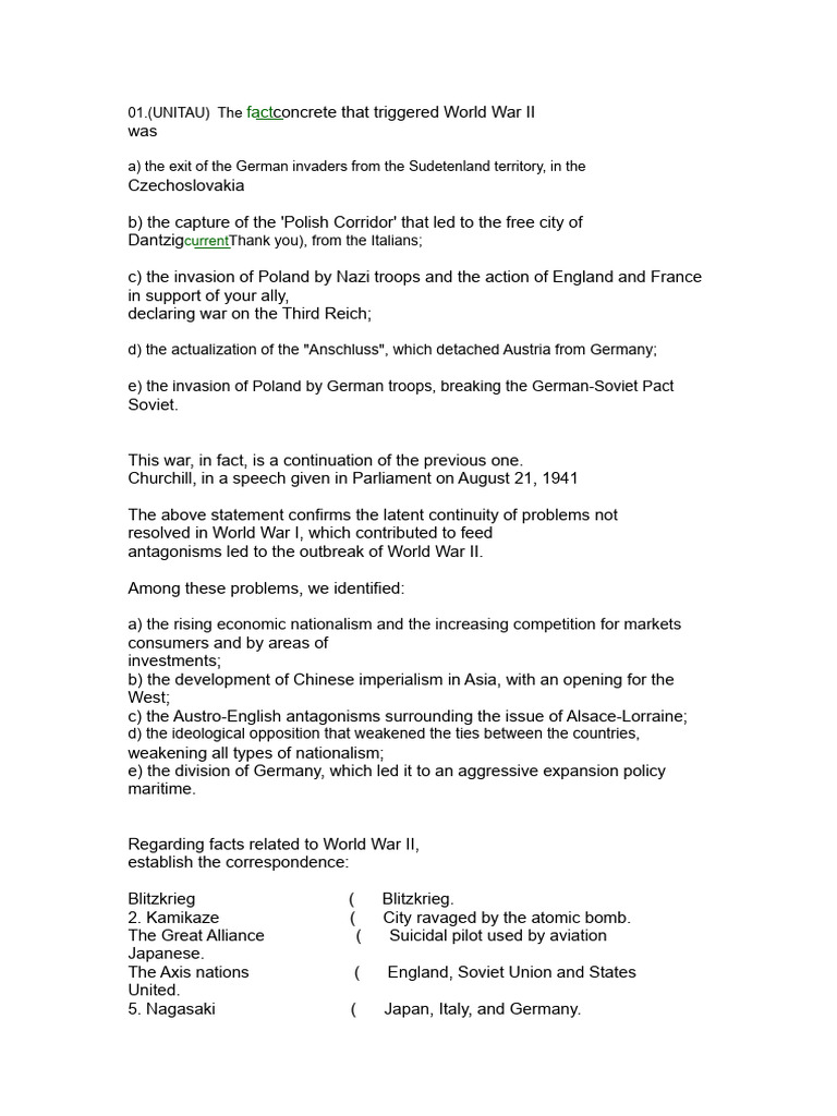 Causes and Events of World War II | PDF | World War II | Nazi Germany