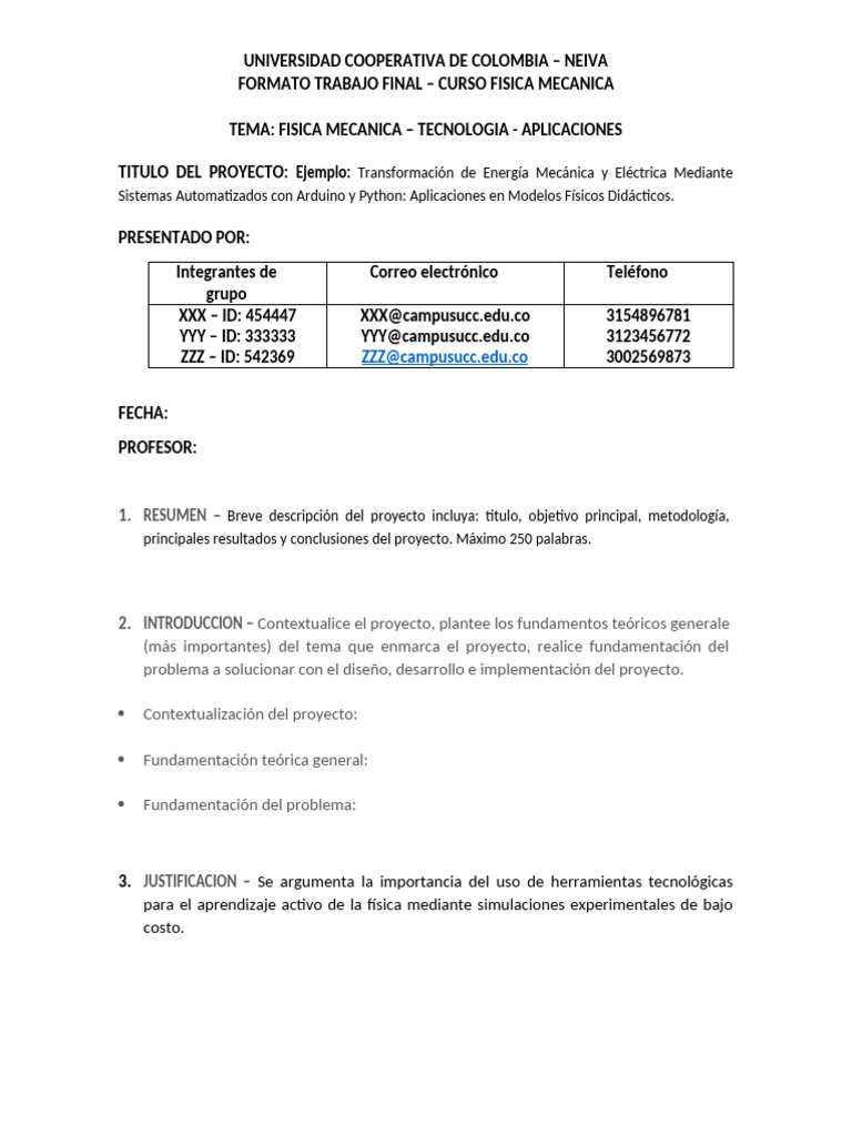 Formato Proyecto Final Curso | PDF | Estadísticas | Diseño