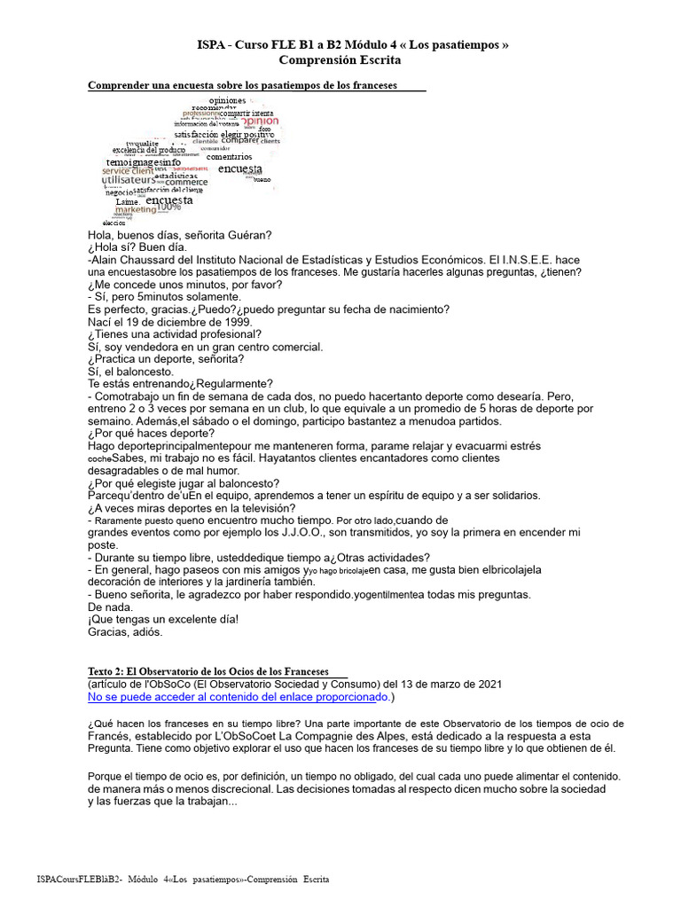 M4 CE Los Pasatiempos B1 B2 | PDF | Coro | Canto