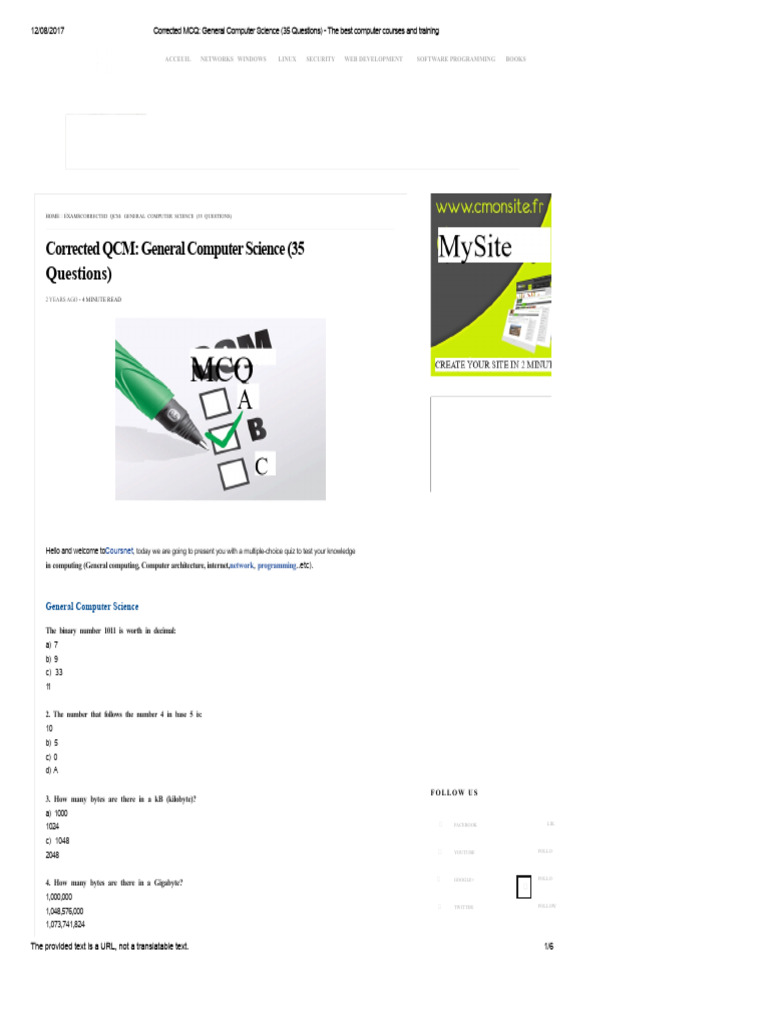 Corrected MCQ - General Computer Science | PDF | World Wide Web ...