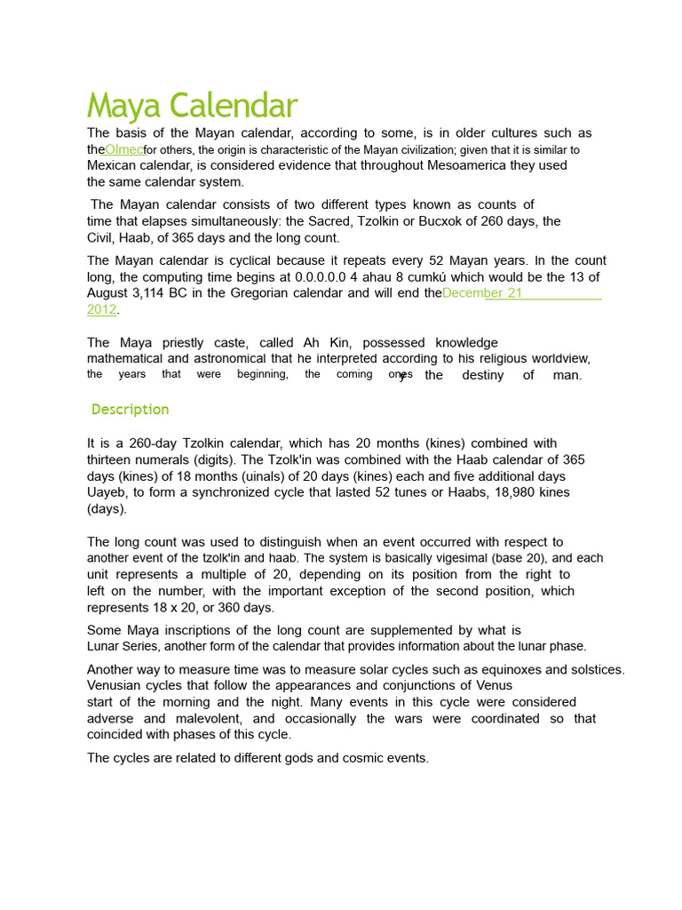 Understanding the Maya Calendar System | PDF | Maya Civilization ...