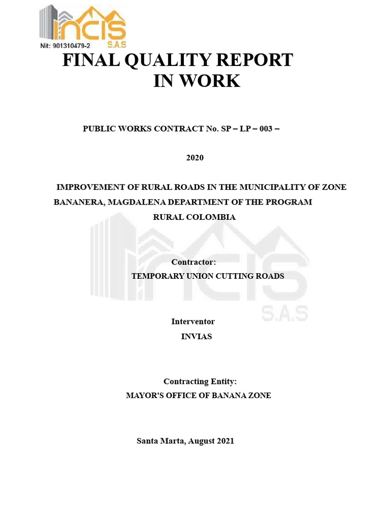 Final Quality Report On Work | PDF | Concrete | Construction Aggregate