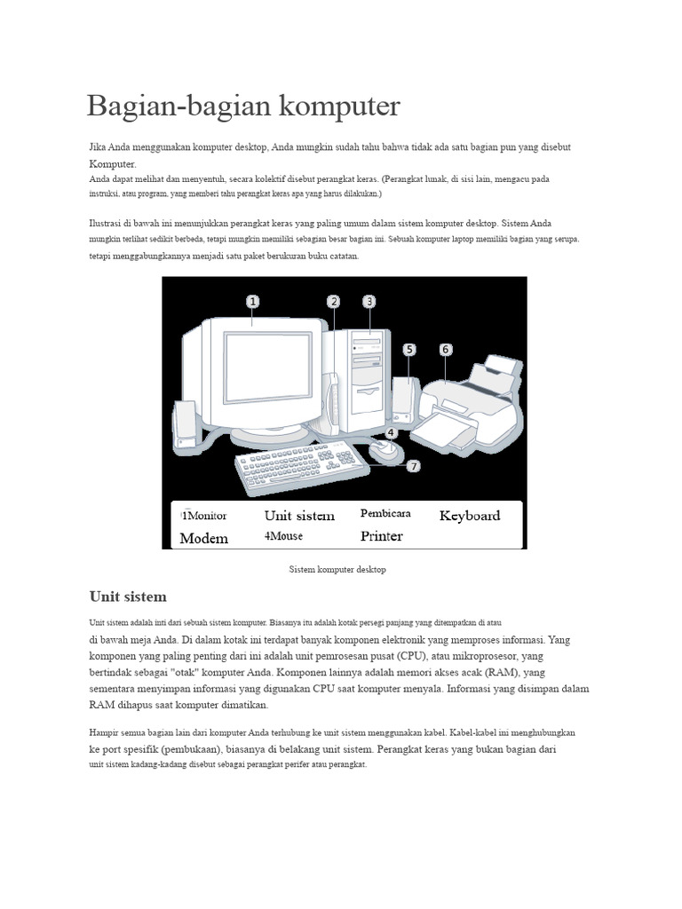Bagian-Bagian Utama Komputer Desktop | PDF