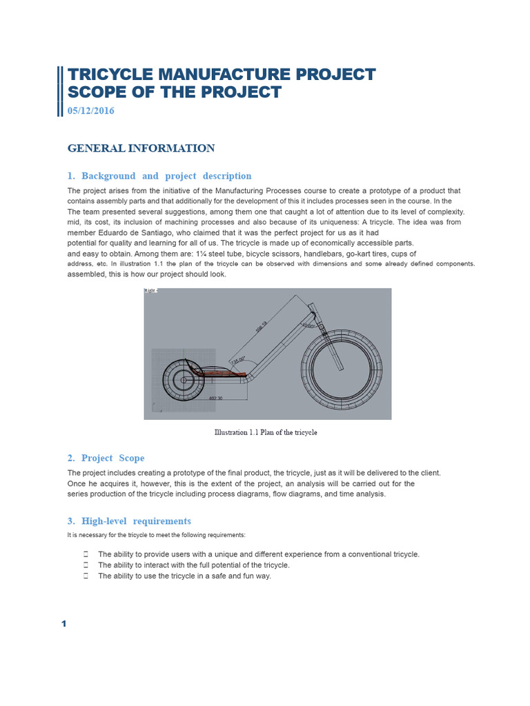 Tricycle Manufacturing Project | PDF