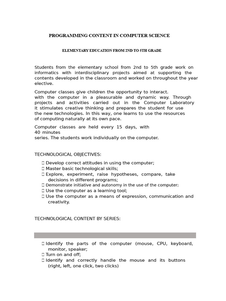 Planning A Children's Computer Class | PDF | Window (Computing) | Computer Keyboard