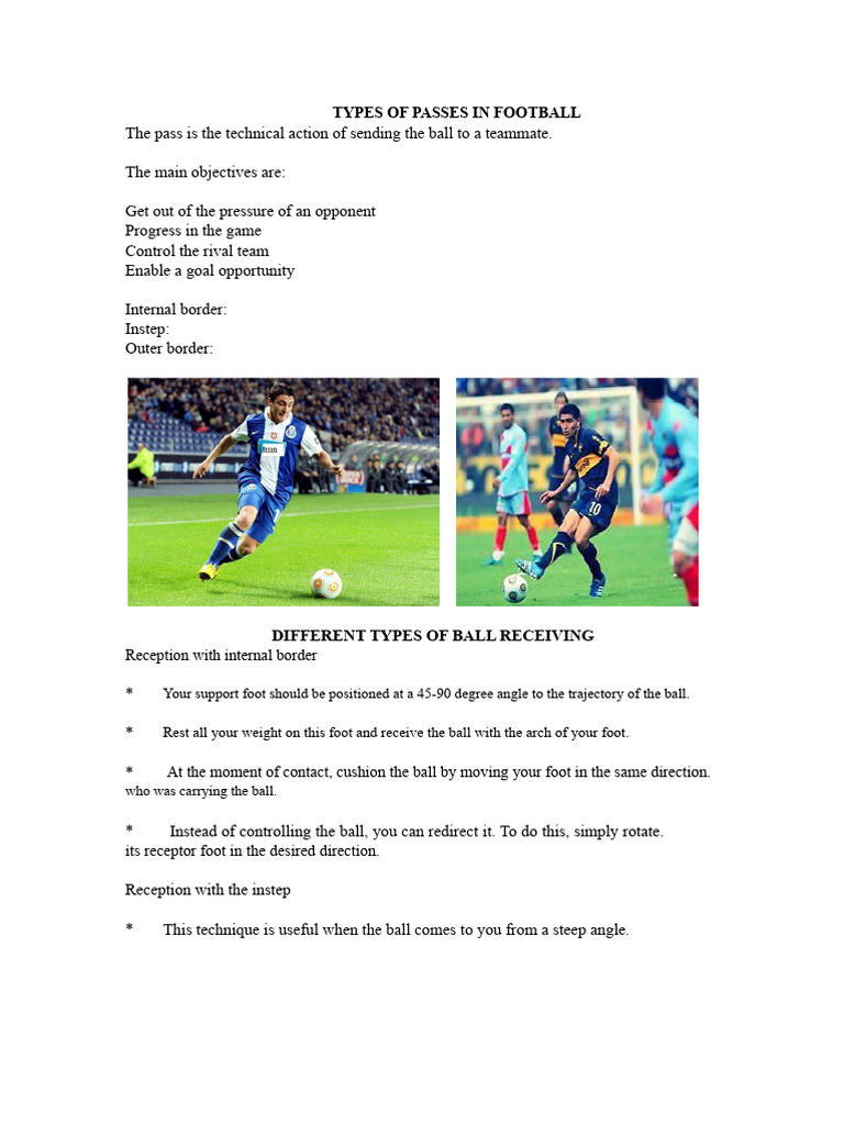 Types of Football Passes Explained | PDF | Foot