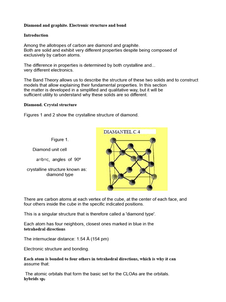 Diamond and Graphite | PDF | Molecular Orbital | Diamond