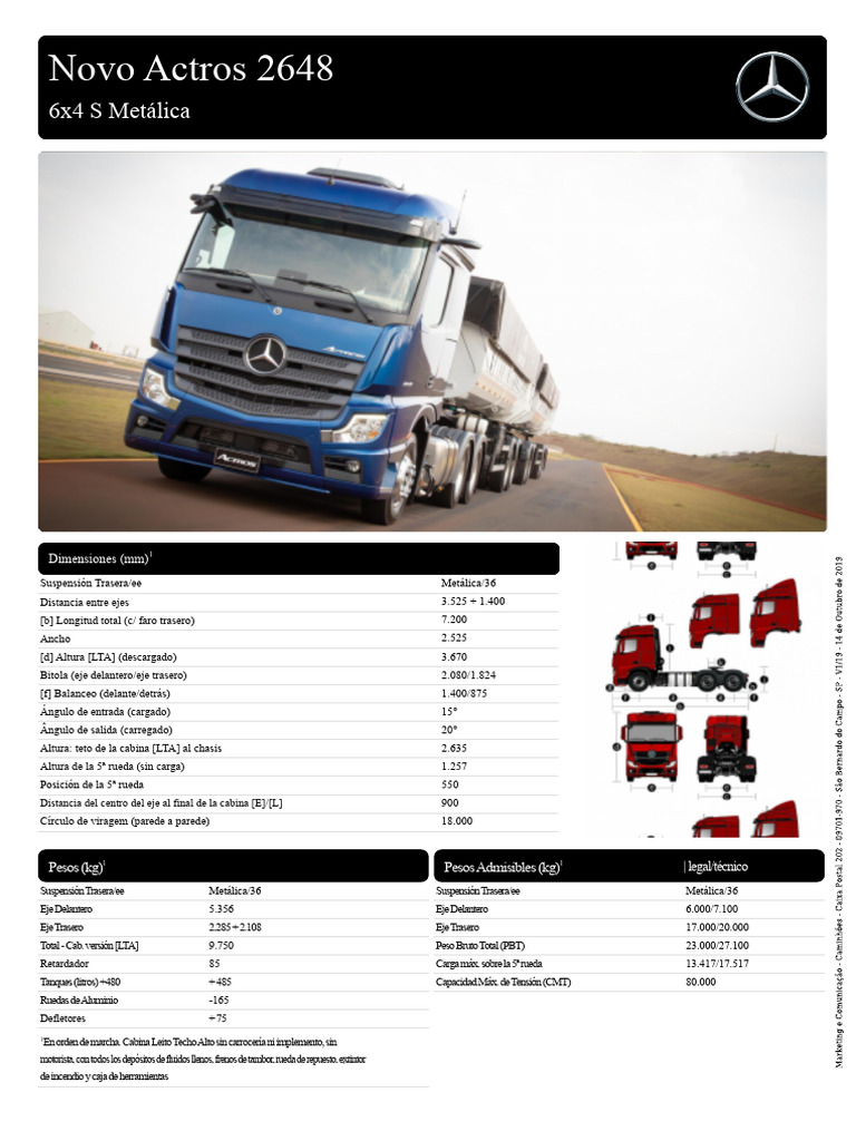 Nuevo Actros 2648 6x4 S Metalica | PDF | Eje | Sistema de freno antibloqueo