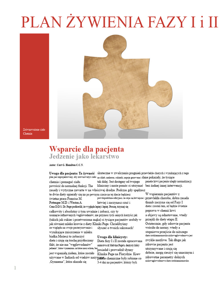Plan Żywieniowy Fazy I I II - Dr. Melvin Page | PDF