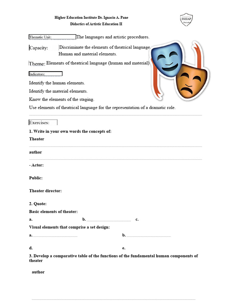 Elements of Theatrical Language - Exercises | PDF | Theatre