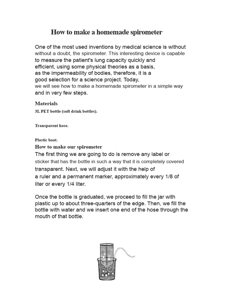 Homemade Spirometer Instructions | PDF