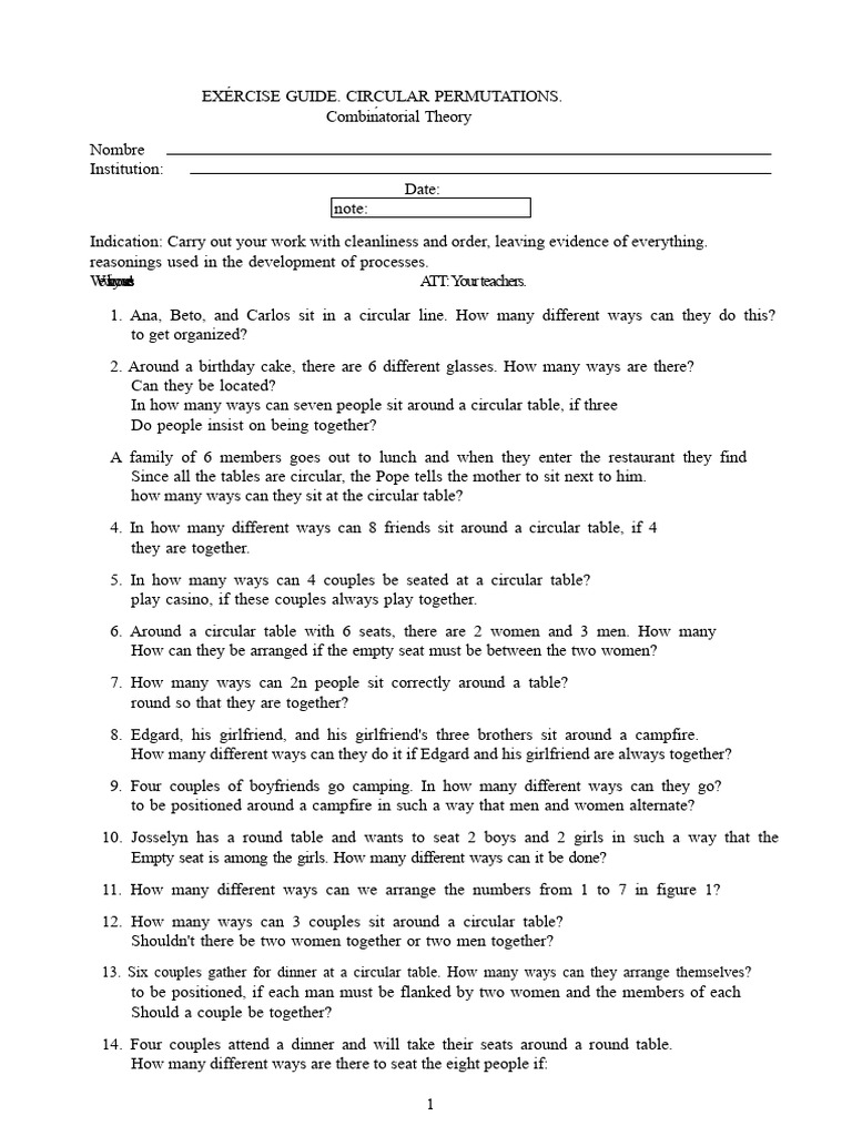 Circular Permutations PDF | PDF
