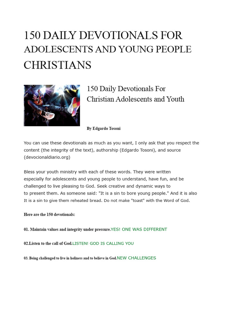 150 Devotionals for Christian Youth | PDF | Jesus | Noah