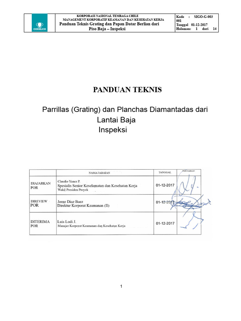 Sigo G 003 Inspeksi (Grating) | PDF