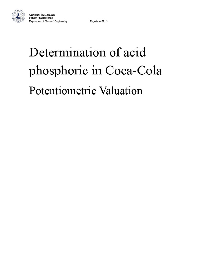 Phosphoric Acid in Coca-Cola Analysis | PDF | Acid | Titration