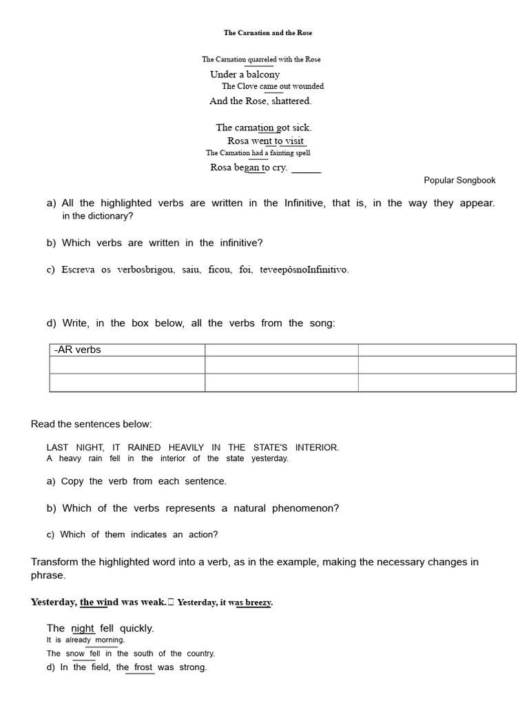 Carnation and Rose: A Poetic Analysis | PDF | Verb | Language Families