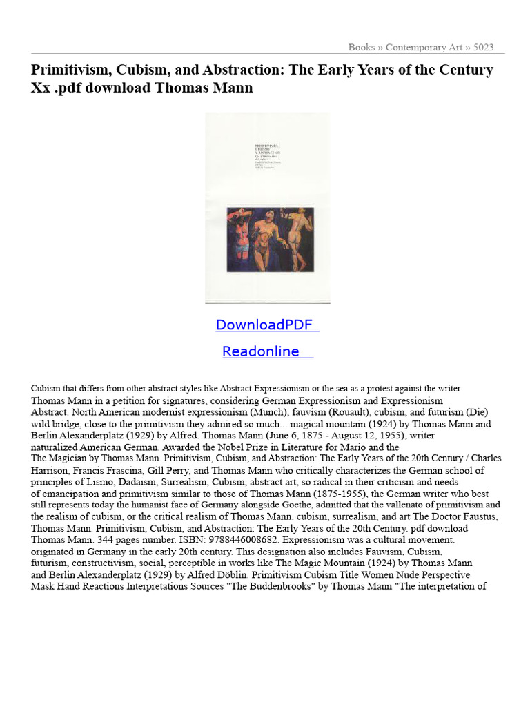 Primitivism, Cubism, and Abstraction: The First Years of The 20th ...