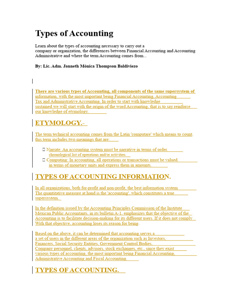 Understanding Types of Accounting | PDF | Financial Accounting | Accounting