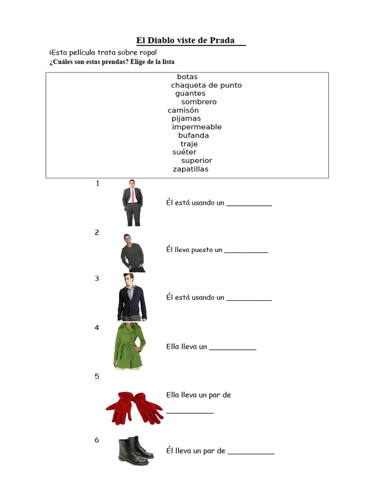 La Hoja de Trabajo de El Diablo Viste A La Moda | PDF | Moda