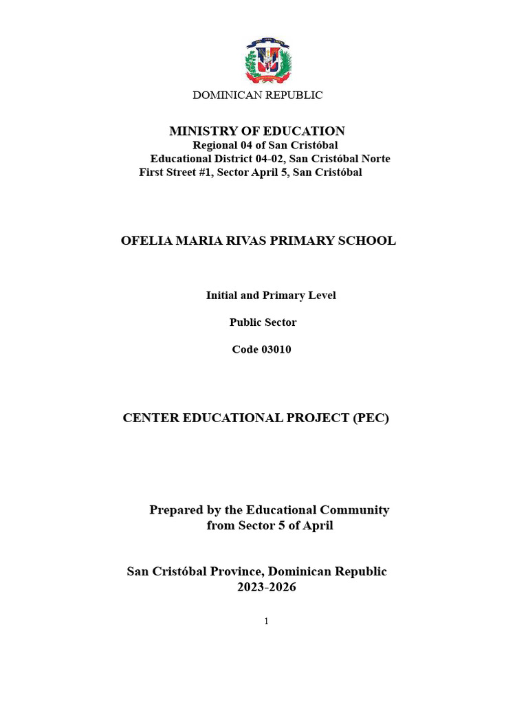 Educational Center Project (PEC) Mirian | PDF | Teachers | Curriculum