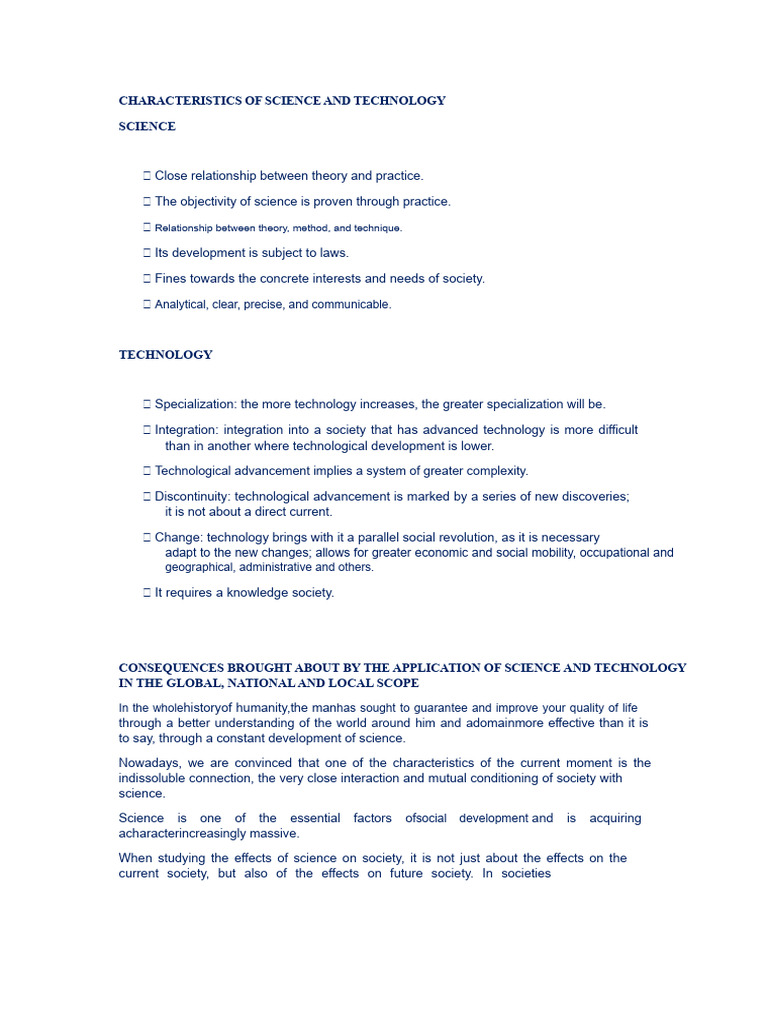 Characteristics of Science and Technology | PDF | Science | Pollution