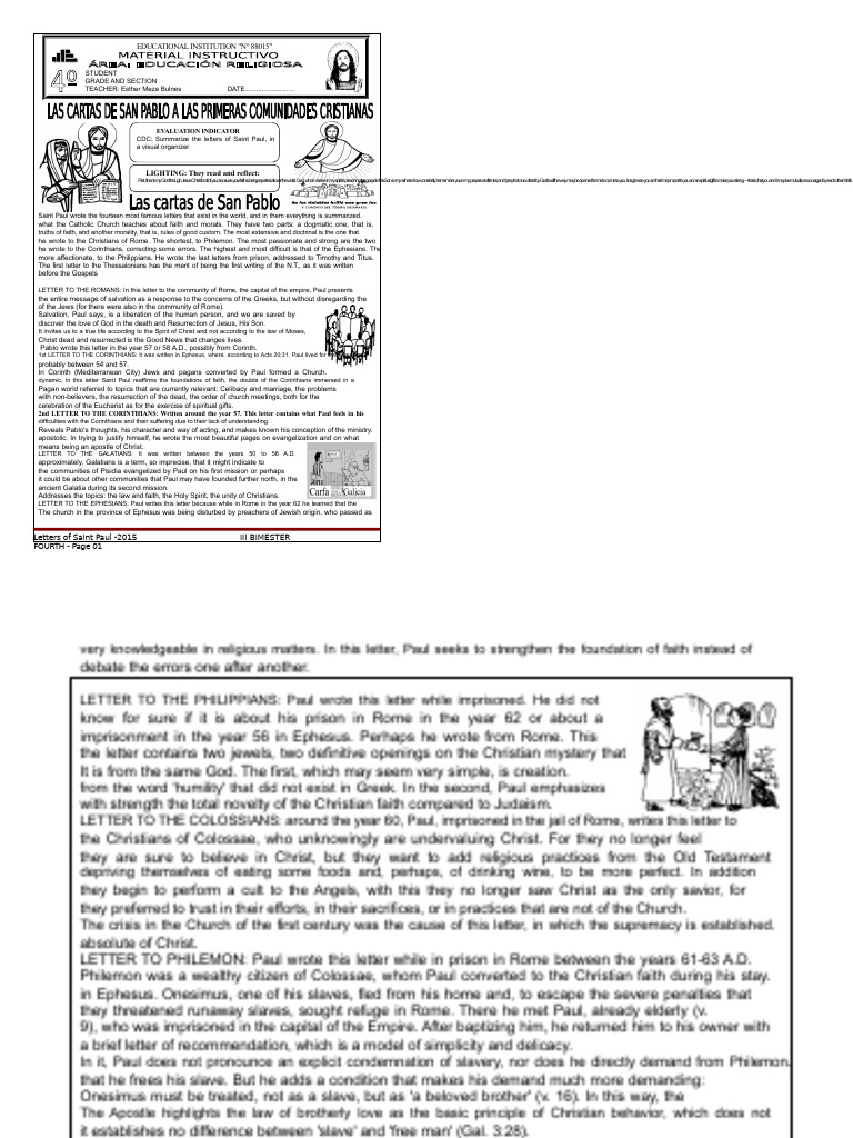 Summary of Saint Paul's Letters | PDF | Paul The Apostle | Epistle To ...