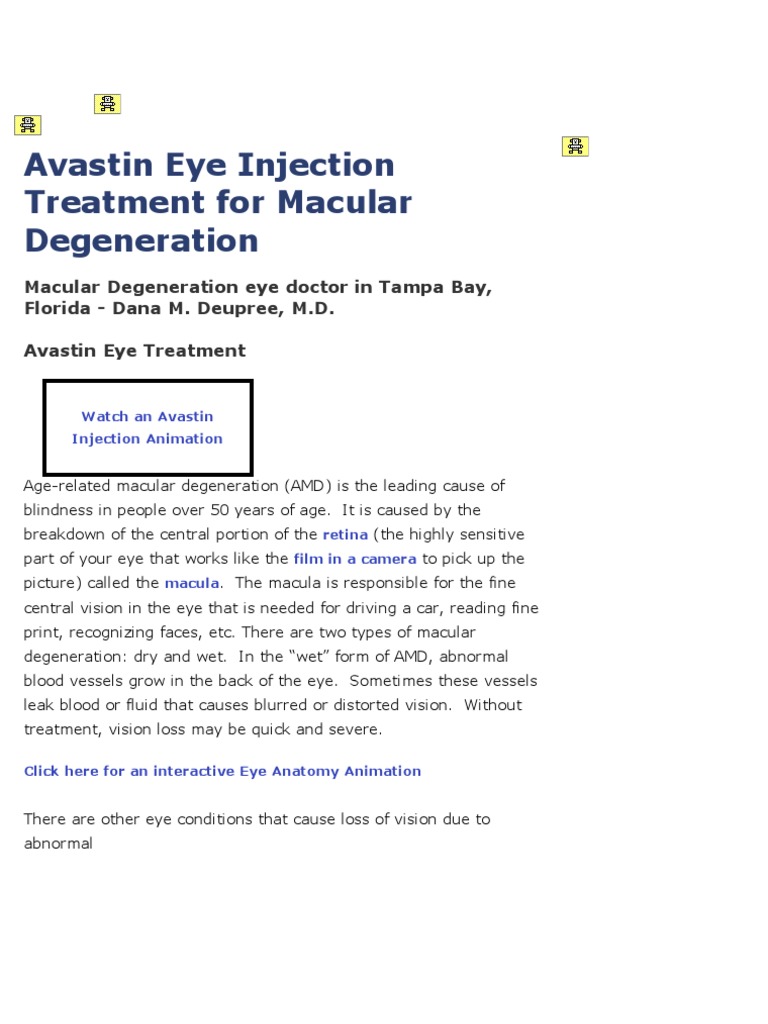 Avastin Eye Injection Treatment For Macular Degeneration | PDF | Human ...