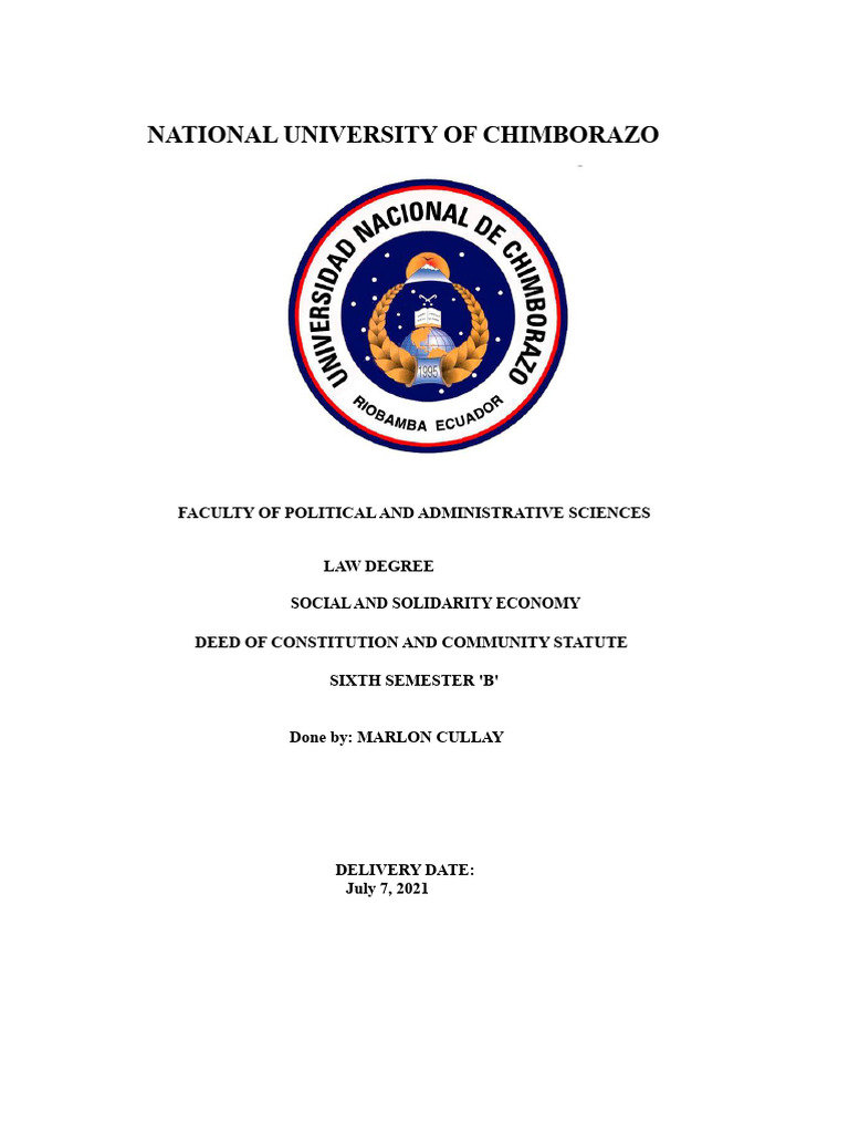 Popular and Solidarity Economy 6 Constitutive Act and Community Statute ...