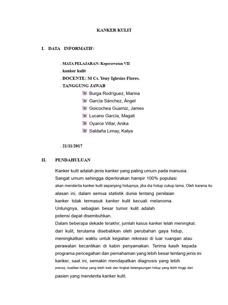 Laporan Sesi Kanker Kulit Pdf 8629