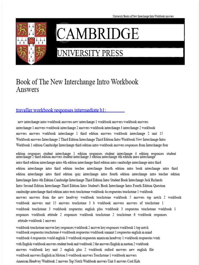 New Interchange Intro Workbook Answers | PDF