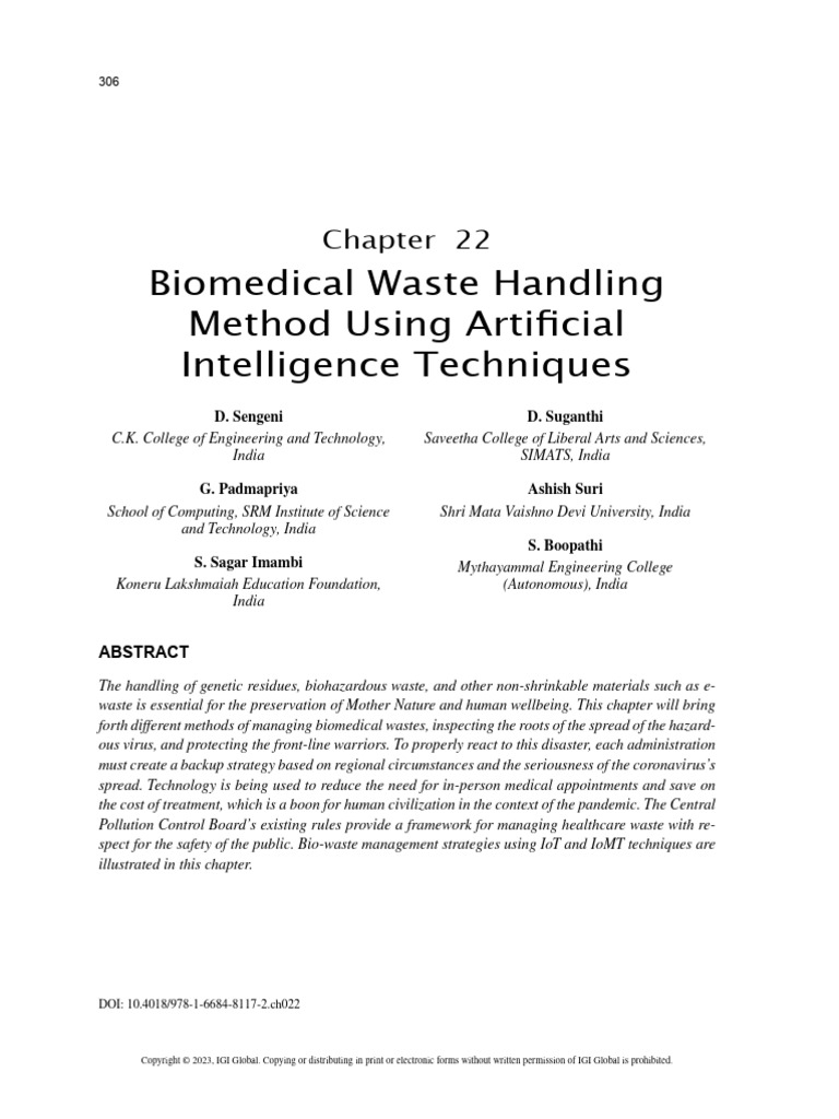 ADBiomedical-Waste-Handling-Method-Using-Artificial-Intelligence-Techniques | PDF | Waste ...